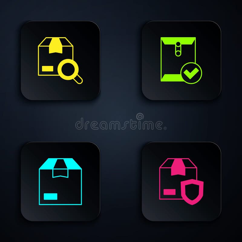 Set Delivery Security with Shield, Search Package, Carton Cardboard Box ...