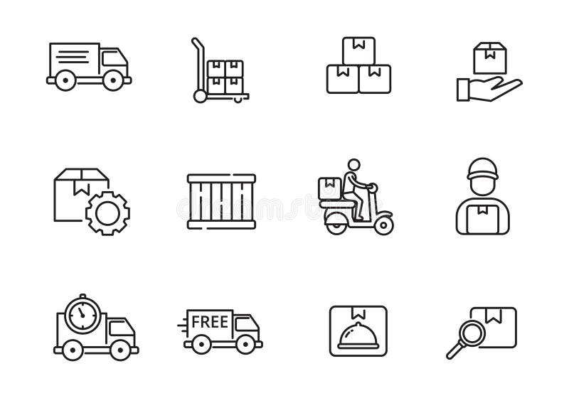 Set of Delivery Service Icons in Line Style Stock Vector - Illustration ...