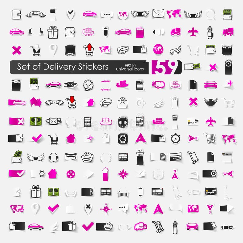 Set of delivery stickers stock vector. Illustration of industrial ...