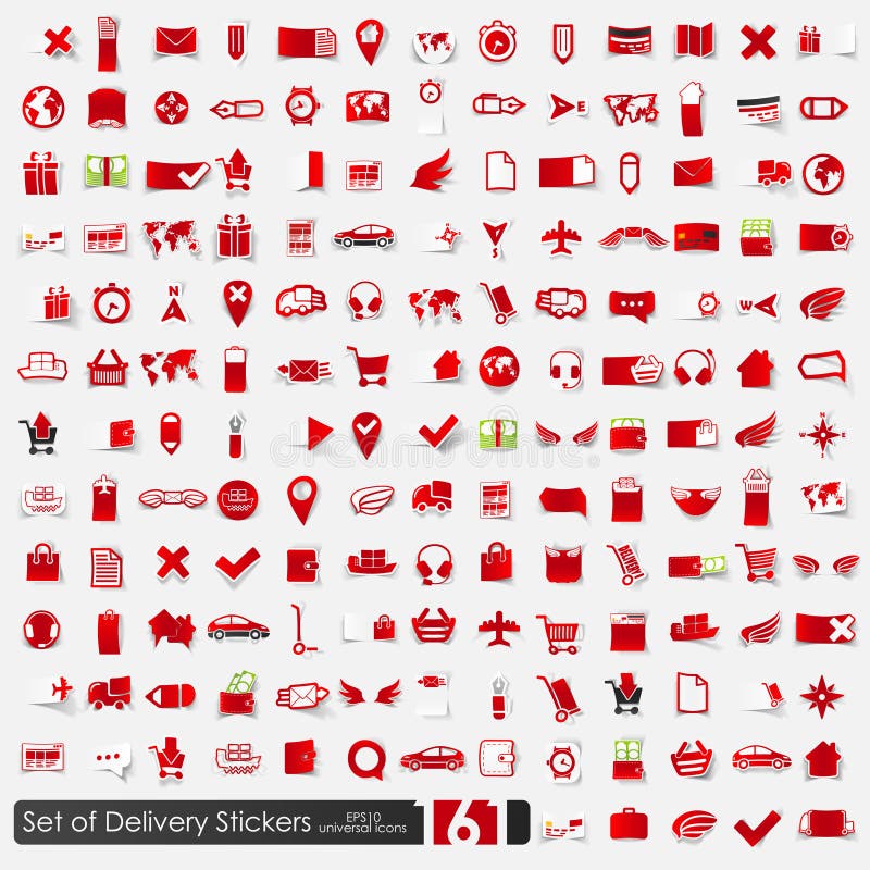 Set of delivery stickers stock vector. Illustration of goods - 54138736
