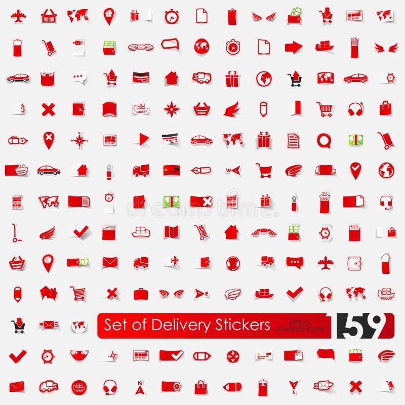 Set of delivery stickers stock vector. Illustration of pictogram - 56924681