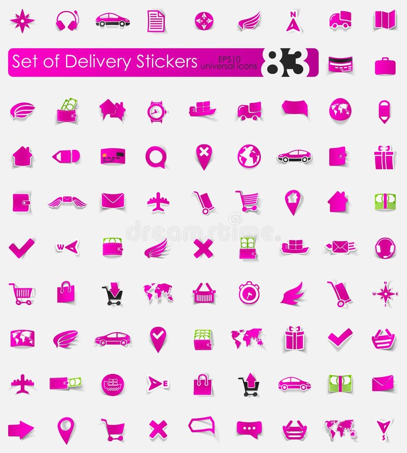 Set of delivery stickers stock vector. Illustration of industrial ...