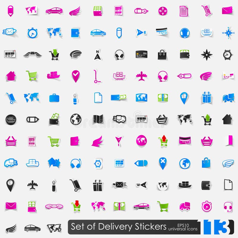 Set of delivery stickers stock vector. Illustration of security - 58347854