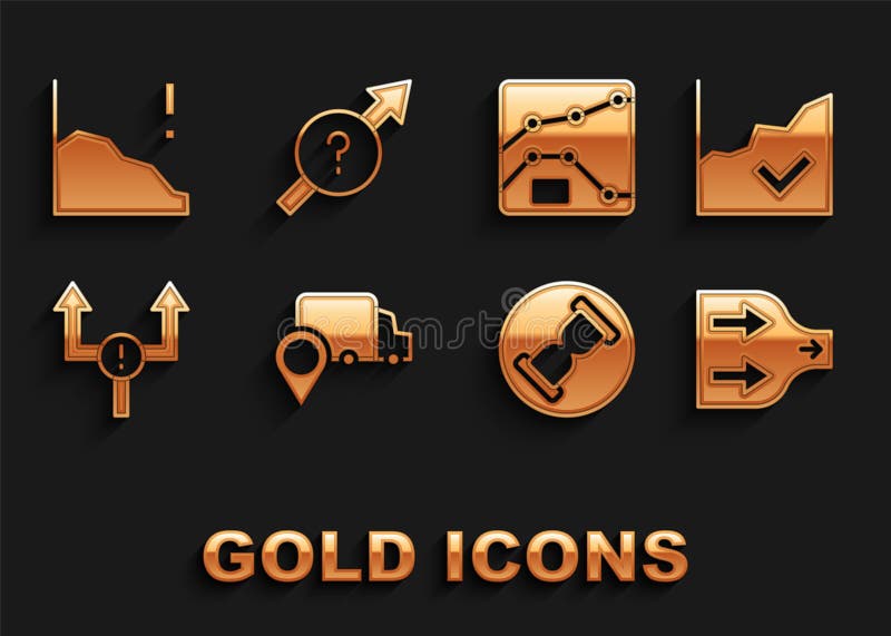 Set Delivery Tracking, Financial Growth Increase, Arrow, Old Hourglass with Sand, Graph, Chart ...