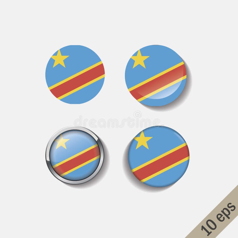 Set of DEMOCRATIC REPUBLIC of the CONGO Flags Round Badges. Stock ...