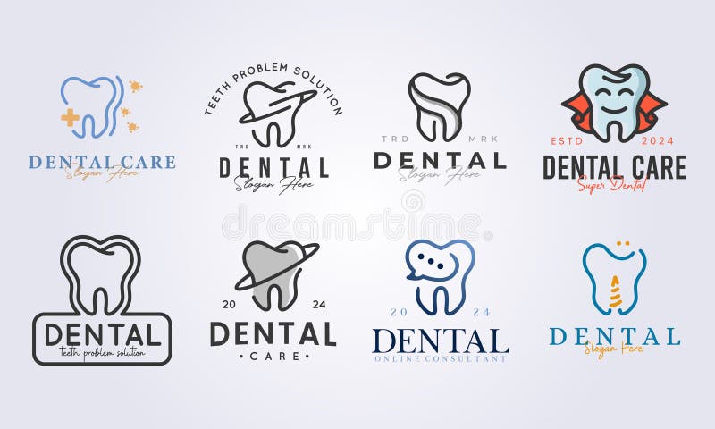 Set of Dental and Dentist Tooth Logo Vector Illustration Template Icon ...