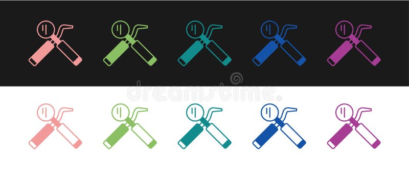 Dental Mirror Dentist Probe Black Background Stock Illustrations – 86 ...