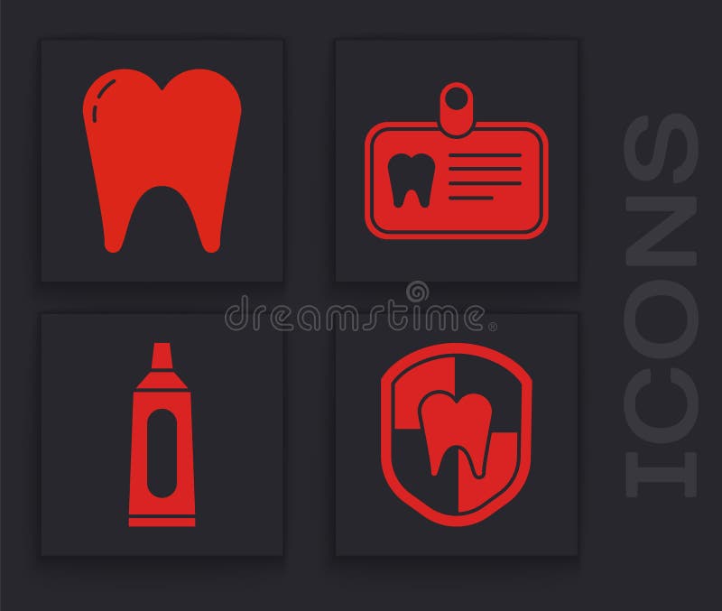 Set Dental Protection, Tooth, Id Card with Tooth and Tube of Toothpaste ...
