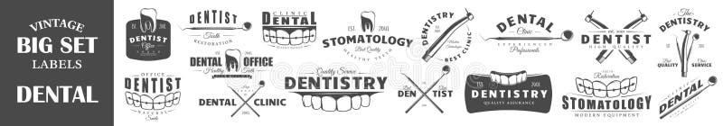Set of dentist labels stock illustration. Illustration of implant ...