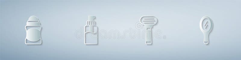 Set Deodorant Roll, Bottle of Liquid Soap, Shaving Razor and Hand ...