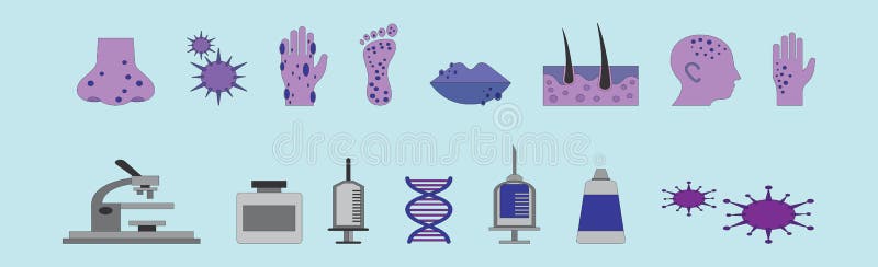 Set of Dermatology Cartoon Icon Design Template with Various Models ...