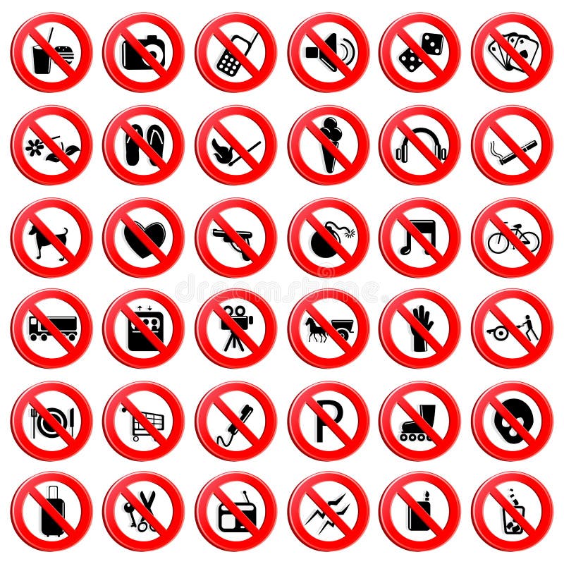 Set des Verbot-Symbols vektor abbildung. Illustration von getrennt ...