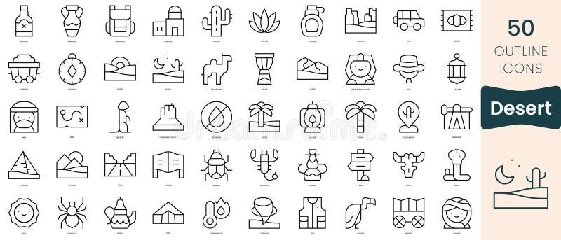 Set of Desert Icons. Thin Linear Style Icons Pack Stock Vector ...