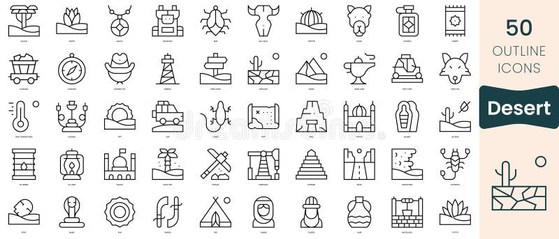 Set of Desert Icons. Thin Linear Style Icons Pack Stock Vector ...