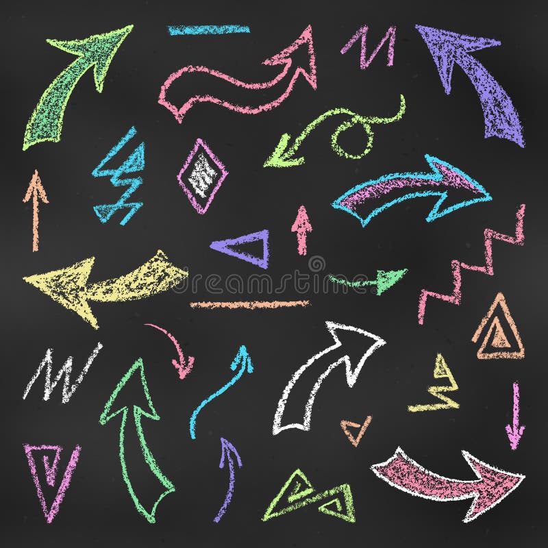 Set of Design Elements Arrows and Scribbles of Different Colors ...