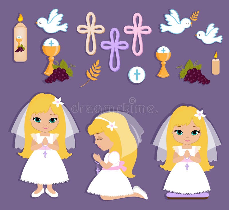 First Communion Girls Stock Illustrations – 205 First Communion Girls ...