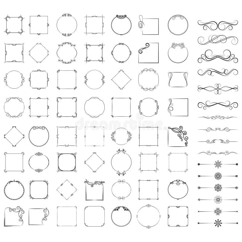Set of Design Elements, Frames, Dividers, Borders. Vector Illustration ...