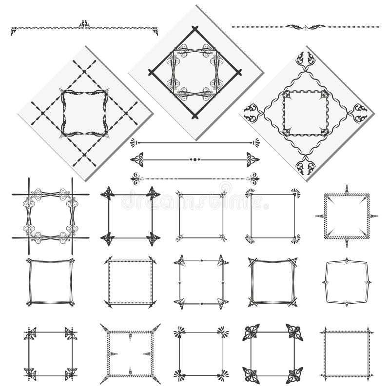 Set of Design Elements, Frames, Dividers, Borders. Vector Illustration ...