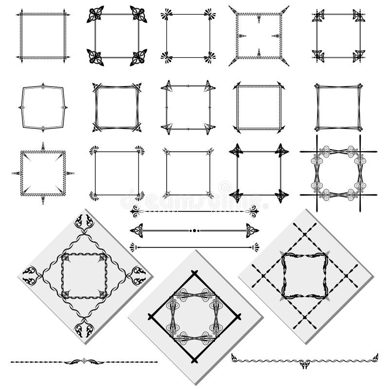 Set of Design Elements, Frames, Dividers, Borders. Vector Illustration ...
