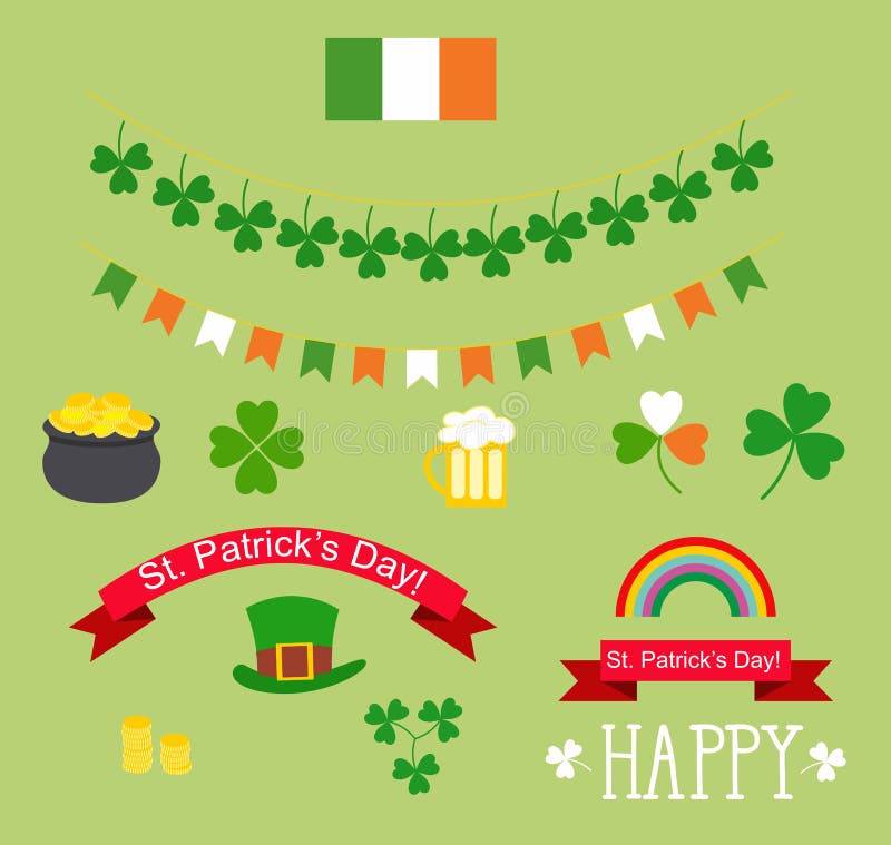 Set of Design Elements St. Patrick S Day Stock Vector - Illustration of ...