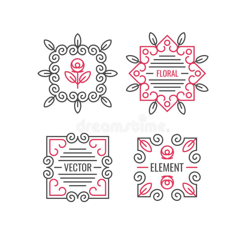 Set of Design Elements and Text on the Floral Theme Stock Vector ...