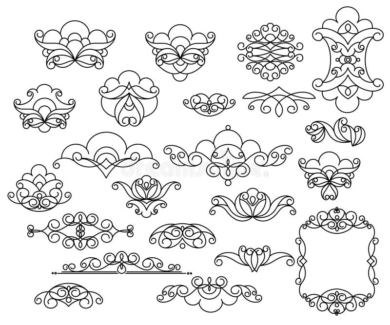 Set Design Elements. Vector Illustration. Black White. Stock Vector ...