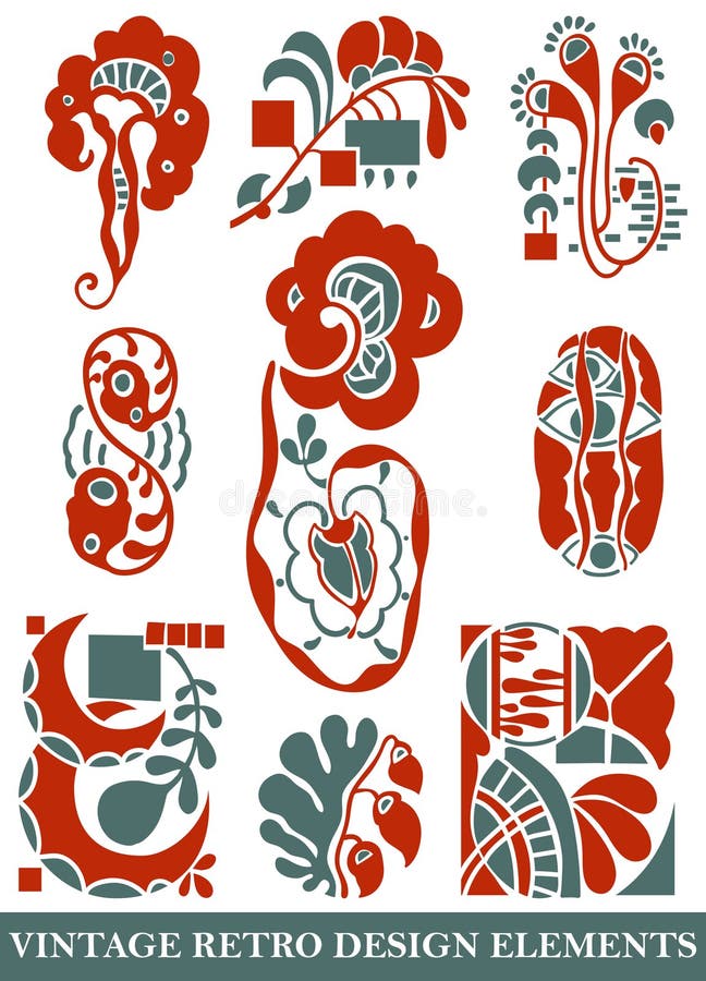 Set of Design Elements in Vintage Style Stock Vector - Illustration of ...