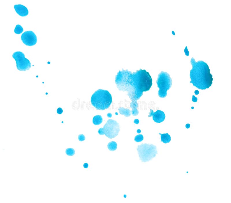 Set of Design Elements Watercolor Blue Blobs Isolated on White B Stock ...