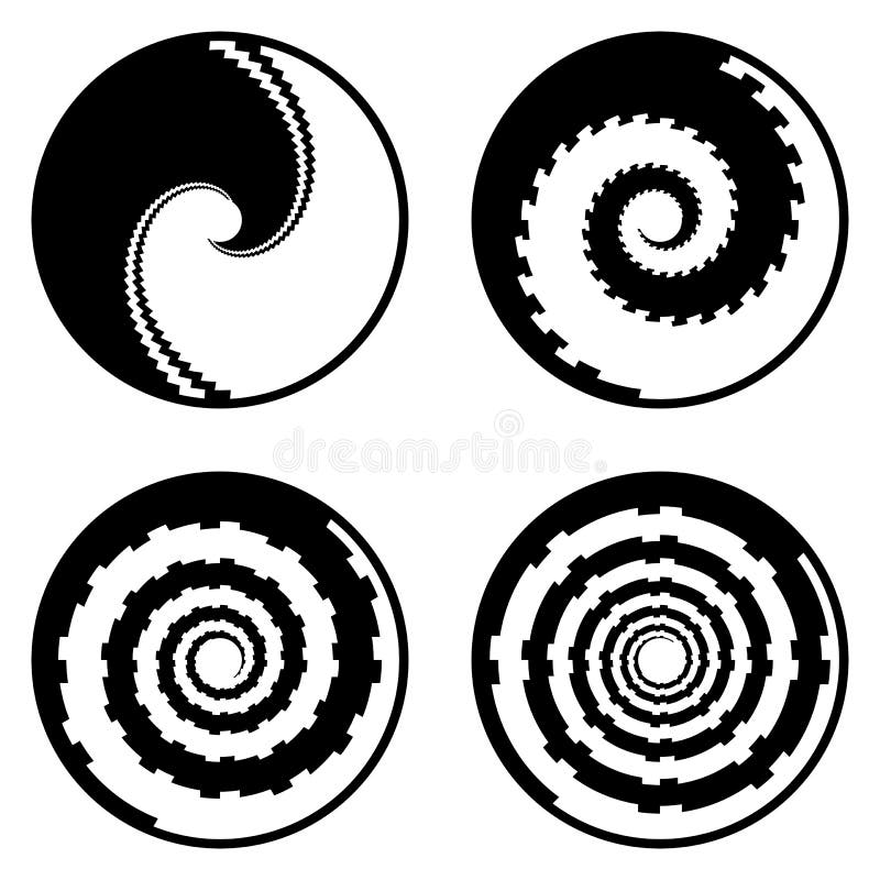 Set of Design Monochrome Spiral Movement Illusion Icons Stock Vector ...
