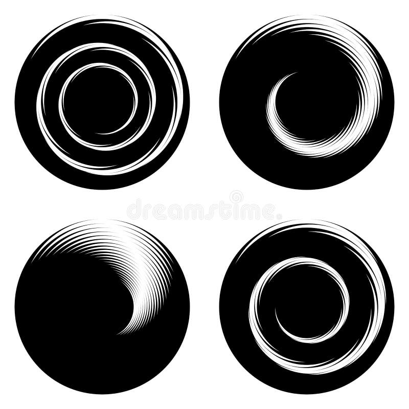 Set of Design Monochrome Spiral Movement Illusion Icons Stock Vector ...