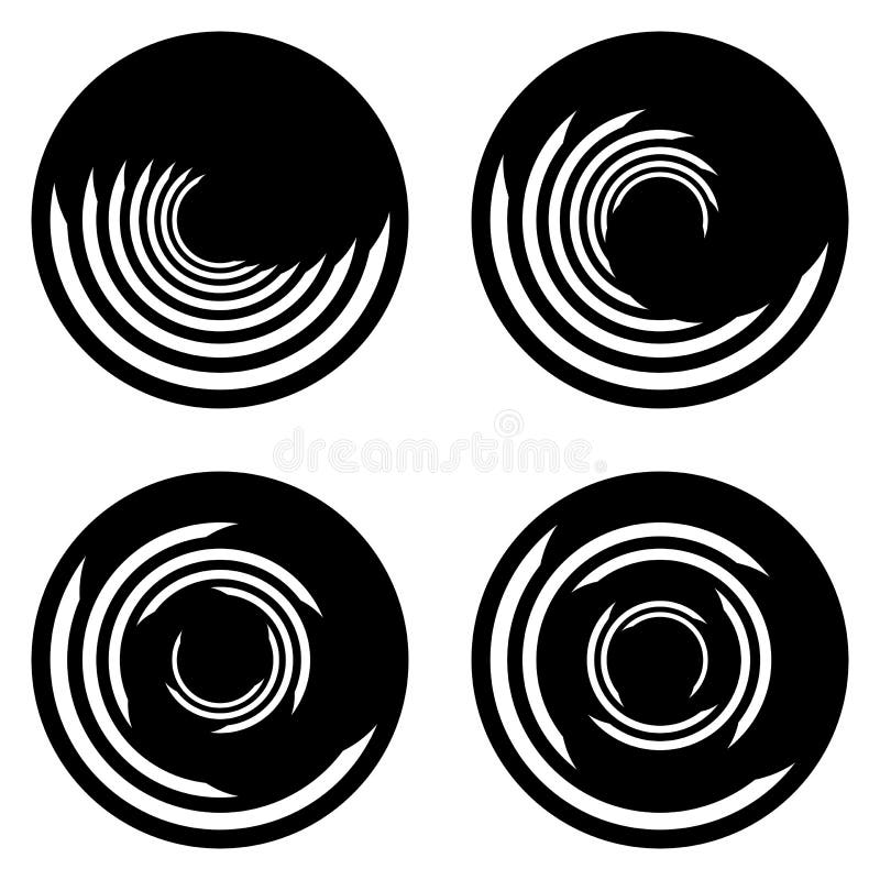 Set of Design Monochrome Spiral Movement Illusion Icons Stock Vector ...
