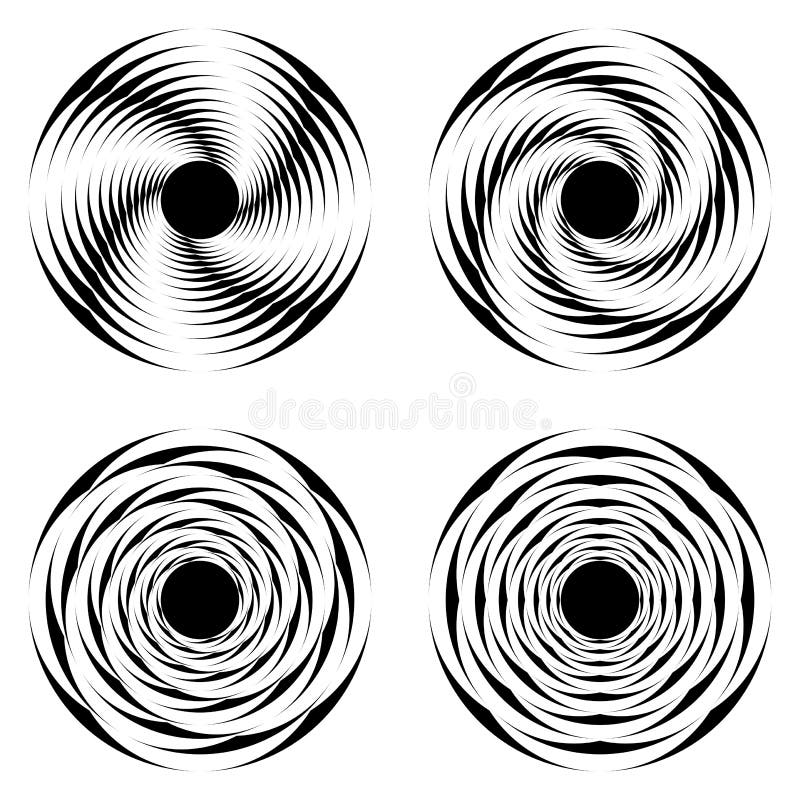 Set of Design Monochrome Spiral Movement Illusion Icons Stock Vector ...