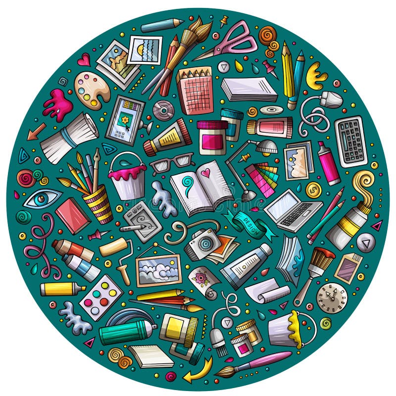 Set of Designer Cartoon Doodle Objects, Symbols and Items Stock Vector ...