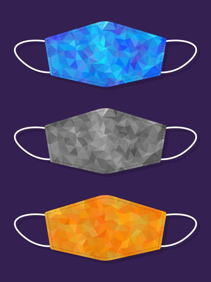 Set of Designs Reusable Mouth Masks with Geometric Abstract Stock ...