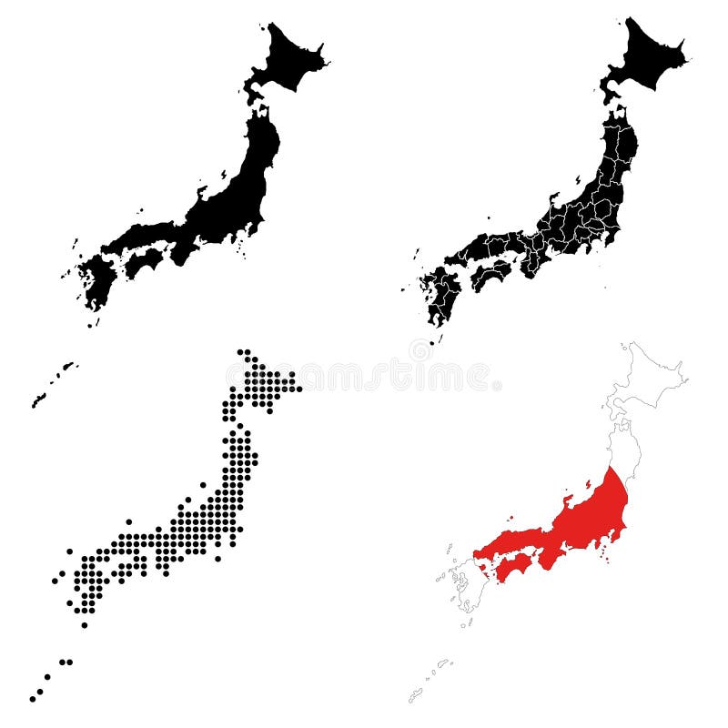 A Set of Detailed Accurate Vector Maps of Japan Stock Vector ...