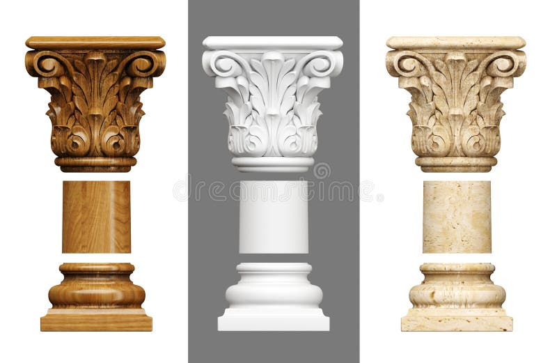 Set of Detailed Capitals of Classical Columns Stock Illustration ...