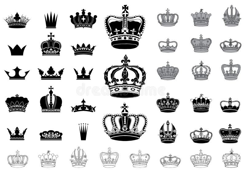 Set Of 40 Detailed Crowns Stock Vector - Image: 48158434