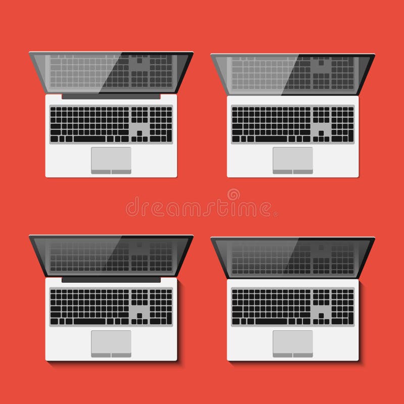 Set of the Detailed Laptops with Shadows Stock Vector - Illustration of ...
