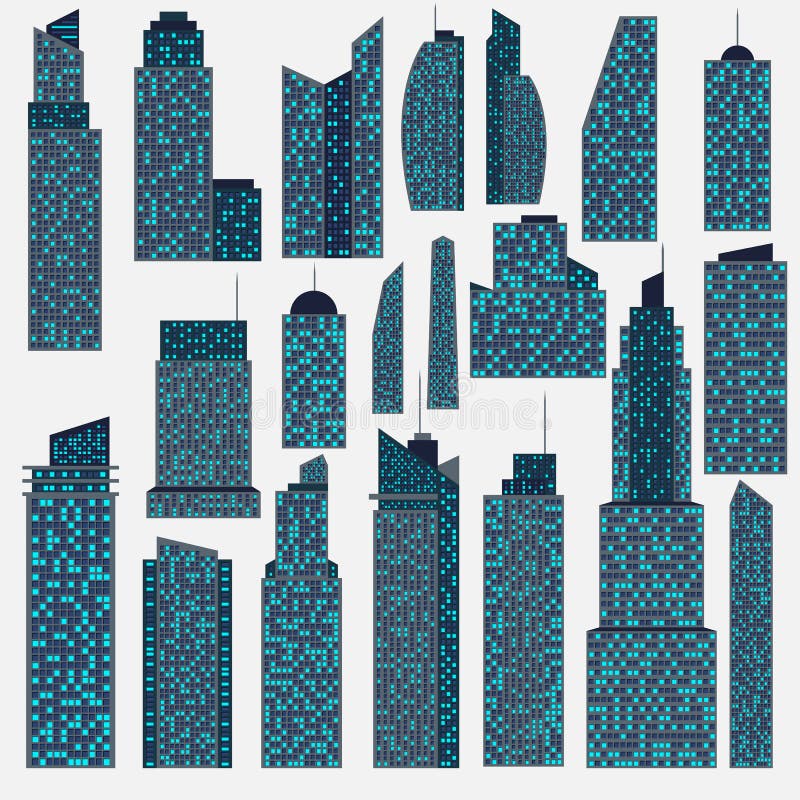 Set of detailed skyscraper stock vector. Illustration of company - 56284414