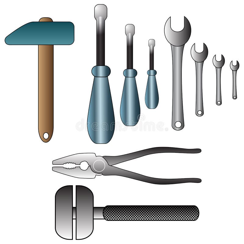 Set of Detailed Tools Illustration Stock Vector - Illustration of ...