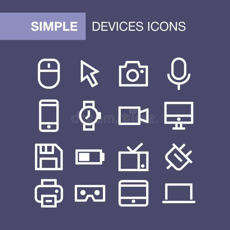 Set of Device Icons for Simple Flat Style Ui Design Stock Vector ...