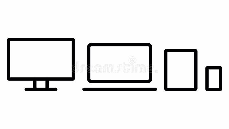 Set of Device Icons: Smartphone, Tablet, Laptop and Desktop Computer ...