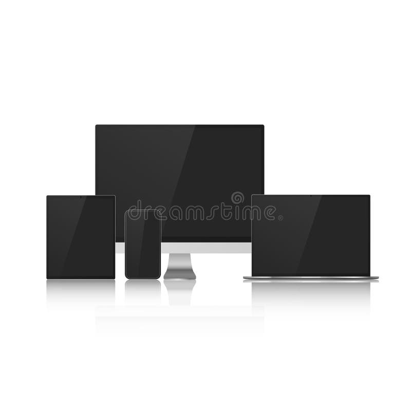 Mock-up of Realistic Monoblock PC. Front Side with a Monitor and a ...