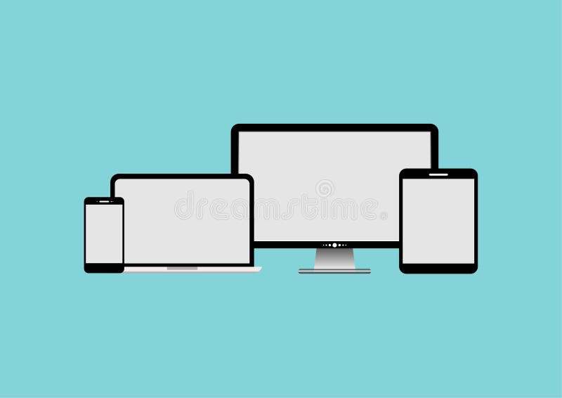Set of Device Mockup Template Icon Flat Design for Web. Vector ...