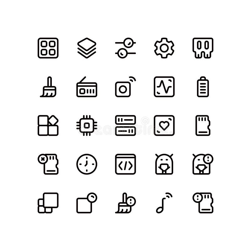 Set of Device System Outline Icon, Logo, and Illustration Stock Vector ...