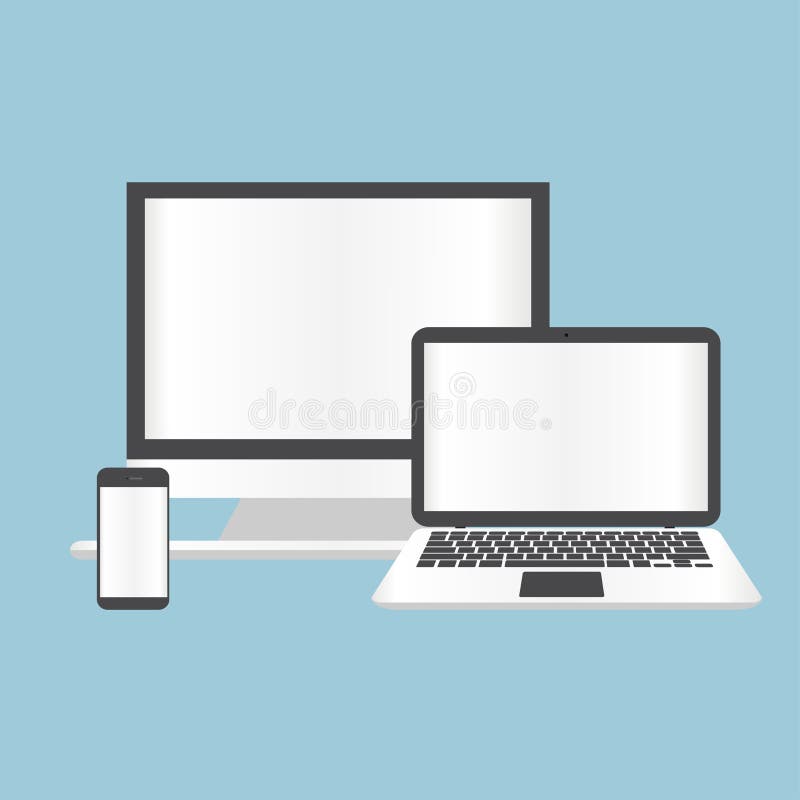 Set of Devices Computer, Laptop and Mobile Phone Stock Vector ...