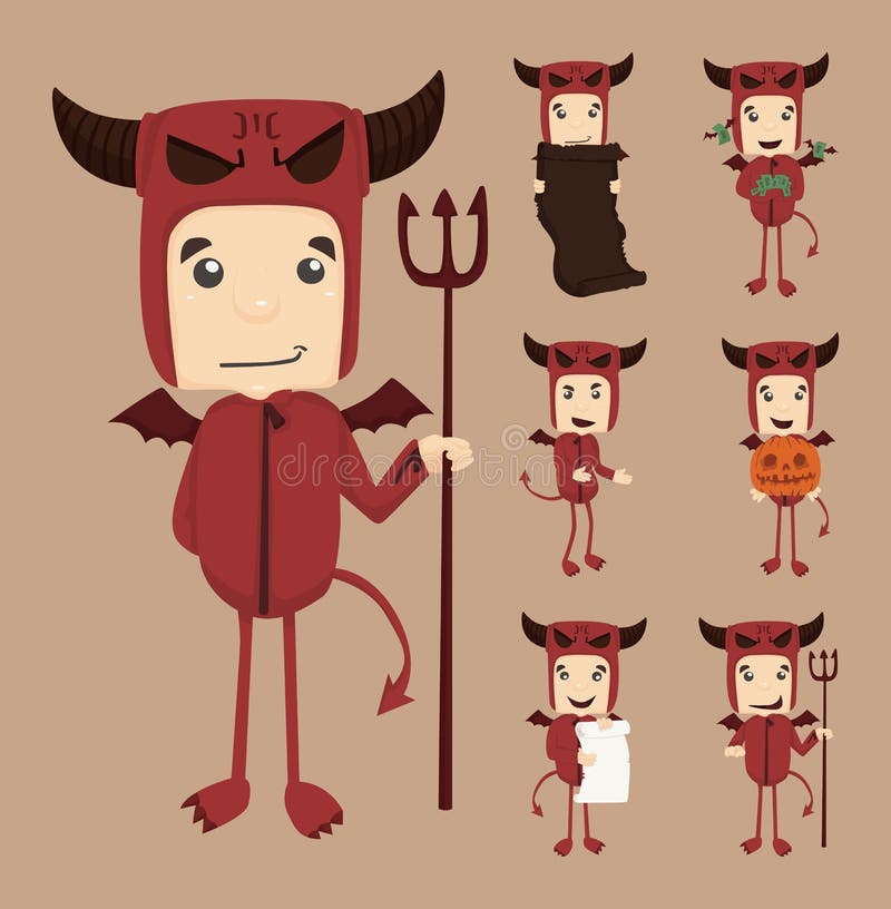 Devil Set of Poses. Satan Set of Movements Stock Vector - Illustration ...