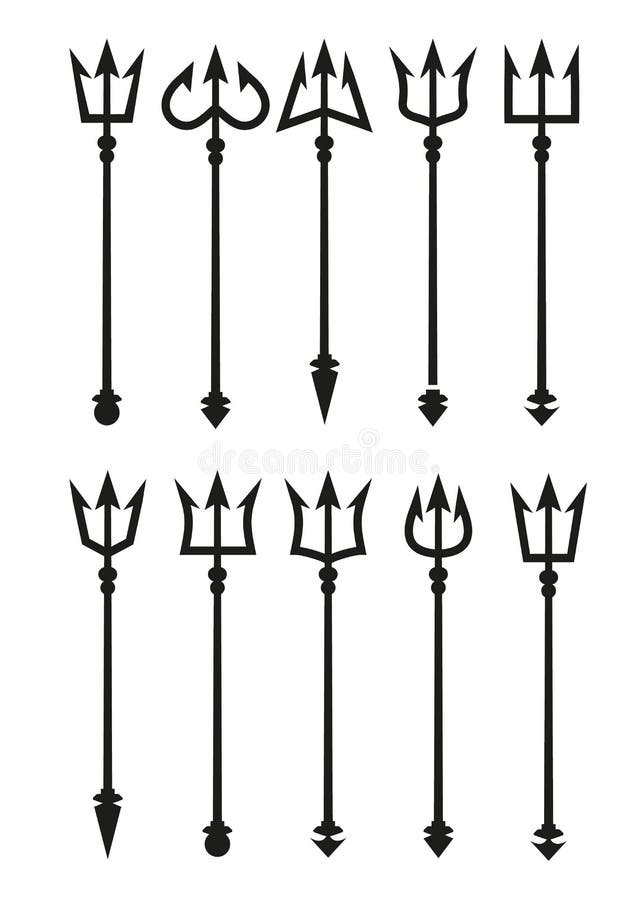 Set of Devil Trident Collection of Red Different Shapes Satan`s Trident ...