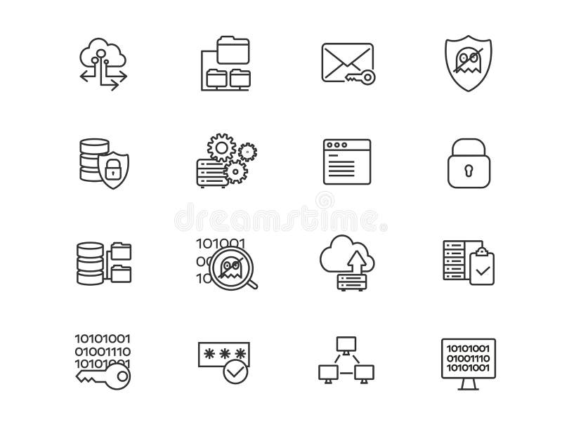 Set Di Icone Lineari Per I Servizi Cloud E Per La Protezione Dei ... Set Di Icone Lineari Per I Servizi Cloud E Per La Protezione Dei ...