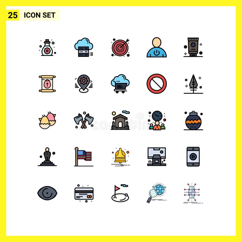 Set Di Pittogrammi Di 25 Semplici Linee Piatte Di Colori Piatti Di ... Set Di Pittogrammi Di 25 Semplici Linee Piatte Di Colori Piatti Di ...